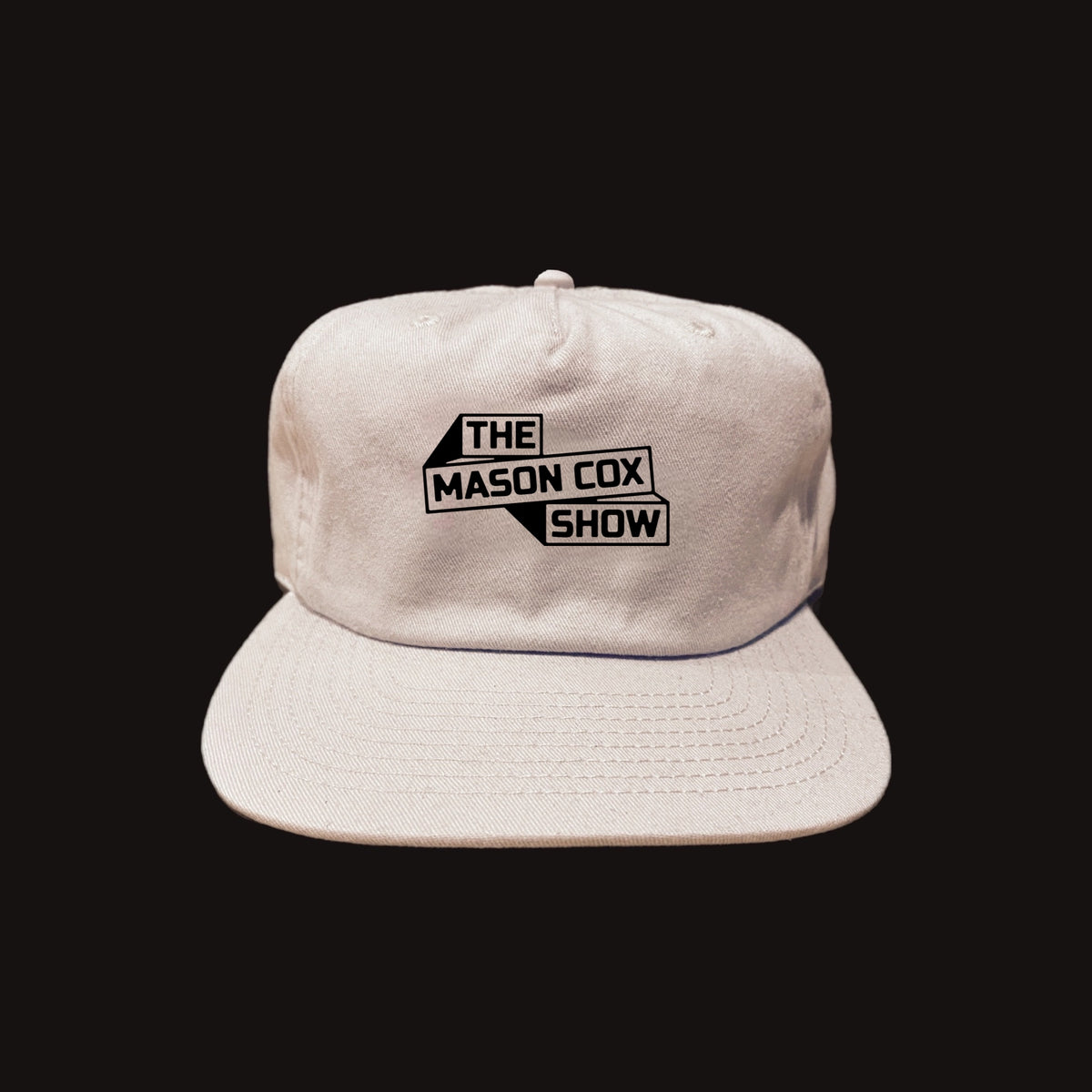 THE MASON COX SHOW: CREAM 5 PANEL HAT - BLACK LOGO – The Carlton Draft